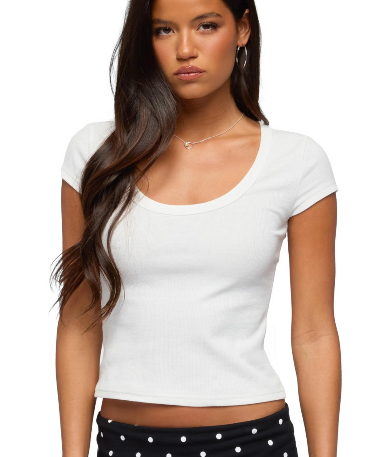 Click here for Edikted Womens Pamela Ribbed Scoop Neck T Shirt -... prices