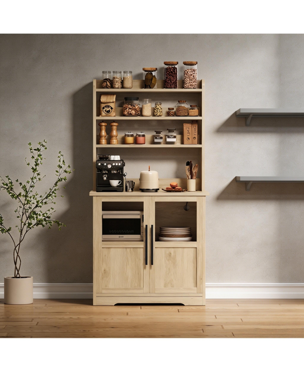 Click here for homfan Farmhouse Bakers Rack with Charging Station... prices