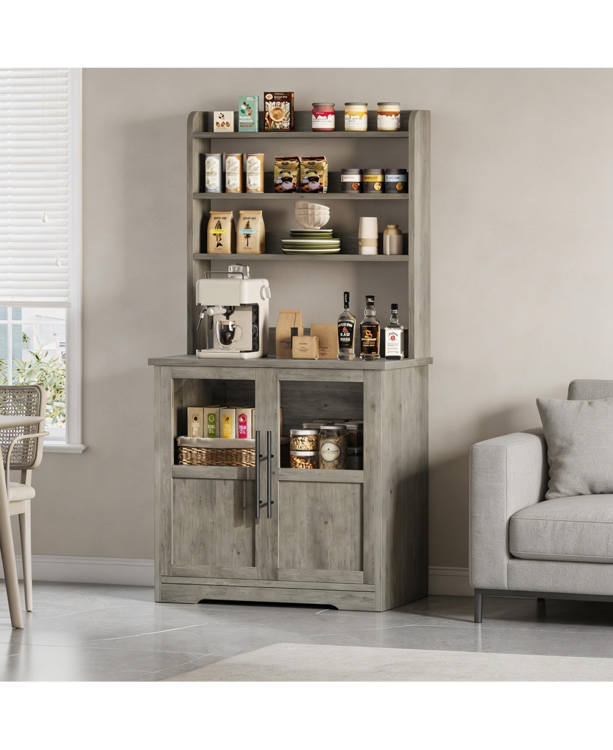 Click here for homfan Farmhouse Bakers Rack with Charging Station... prices