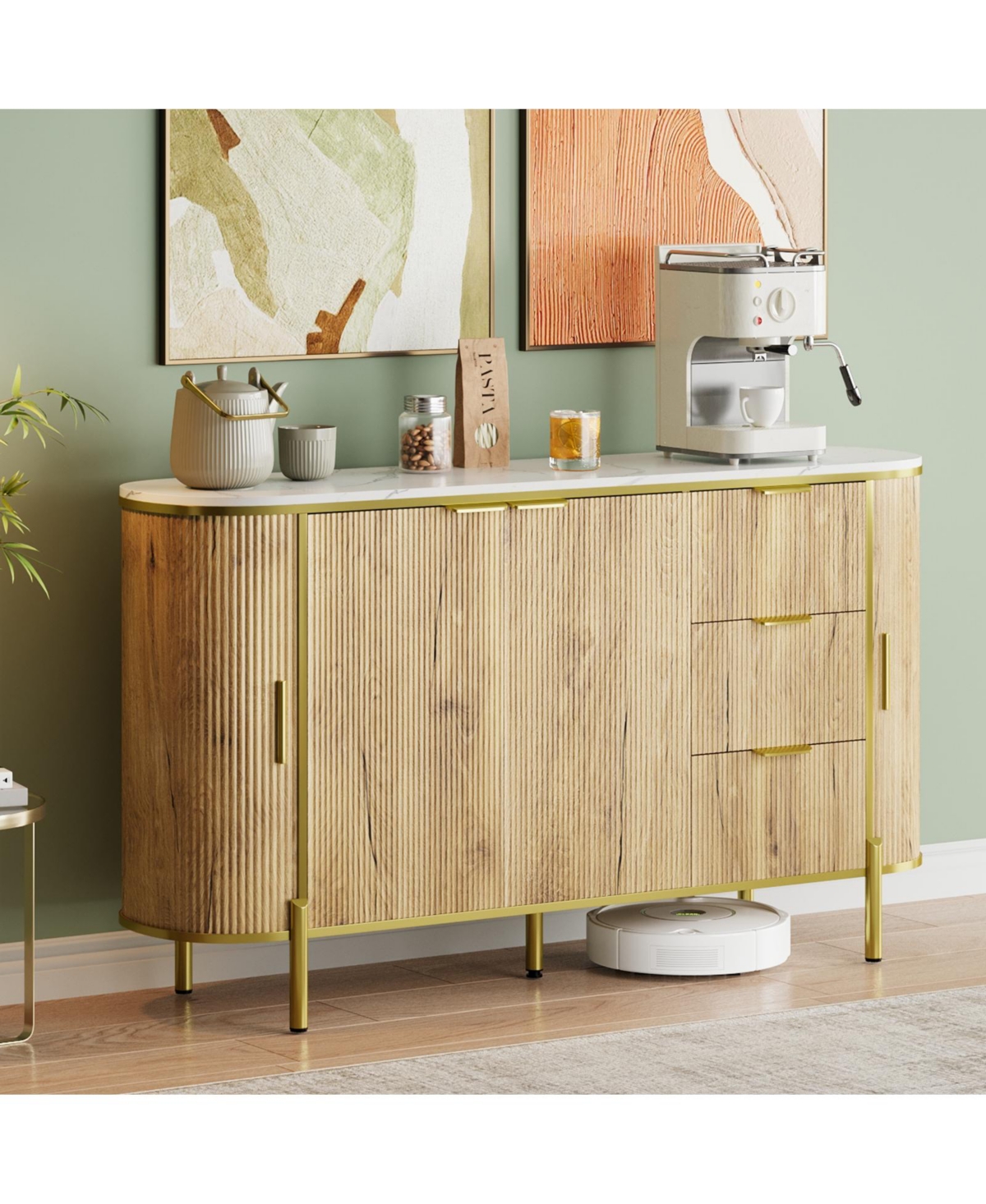 Click here for homfan 63.66 Inch Sideboard with 4 Wave-Textured D... prices