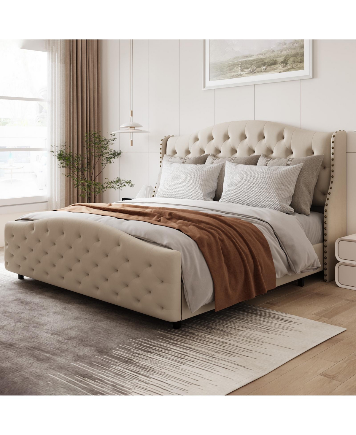 Click here for homfan Tufted Upholstered Platform Bed Frame with... prices