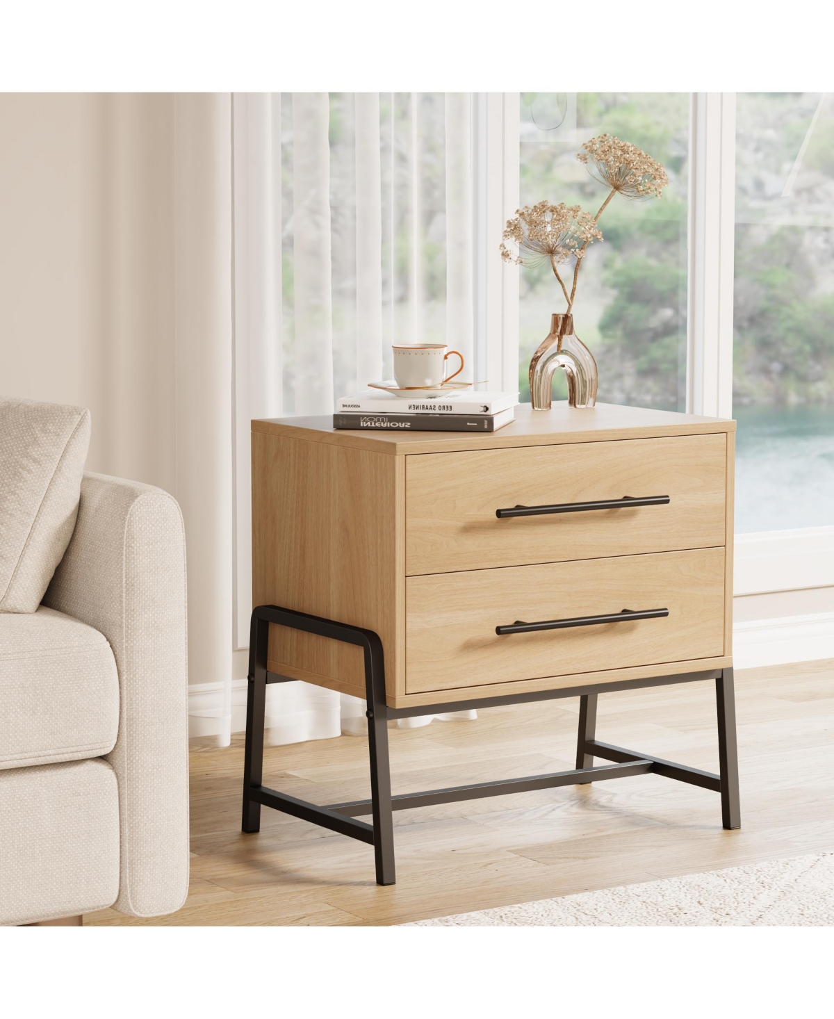 Click here for homfan Nightstand with 2 Drawers â Mid Century M... prices