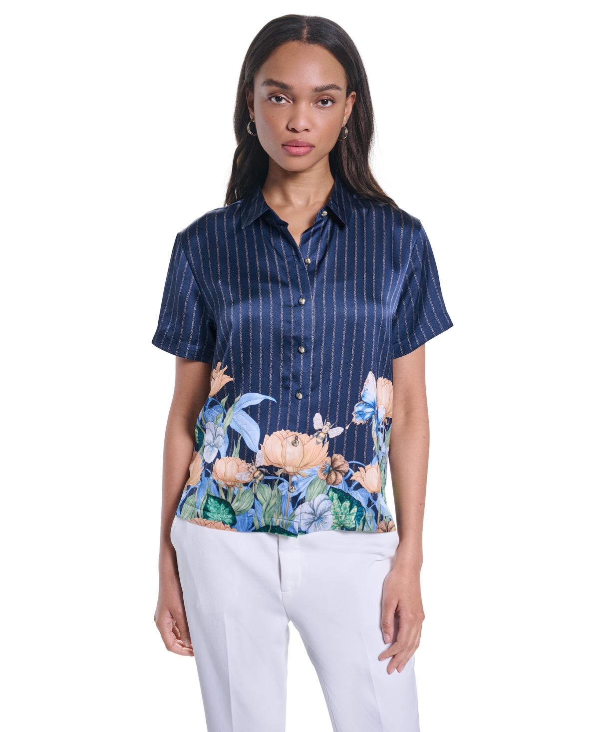 Click here for Karl Lagerfeld Paris Petite Short-Sleeve Printed C... prices
