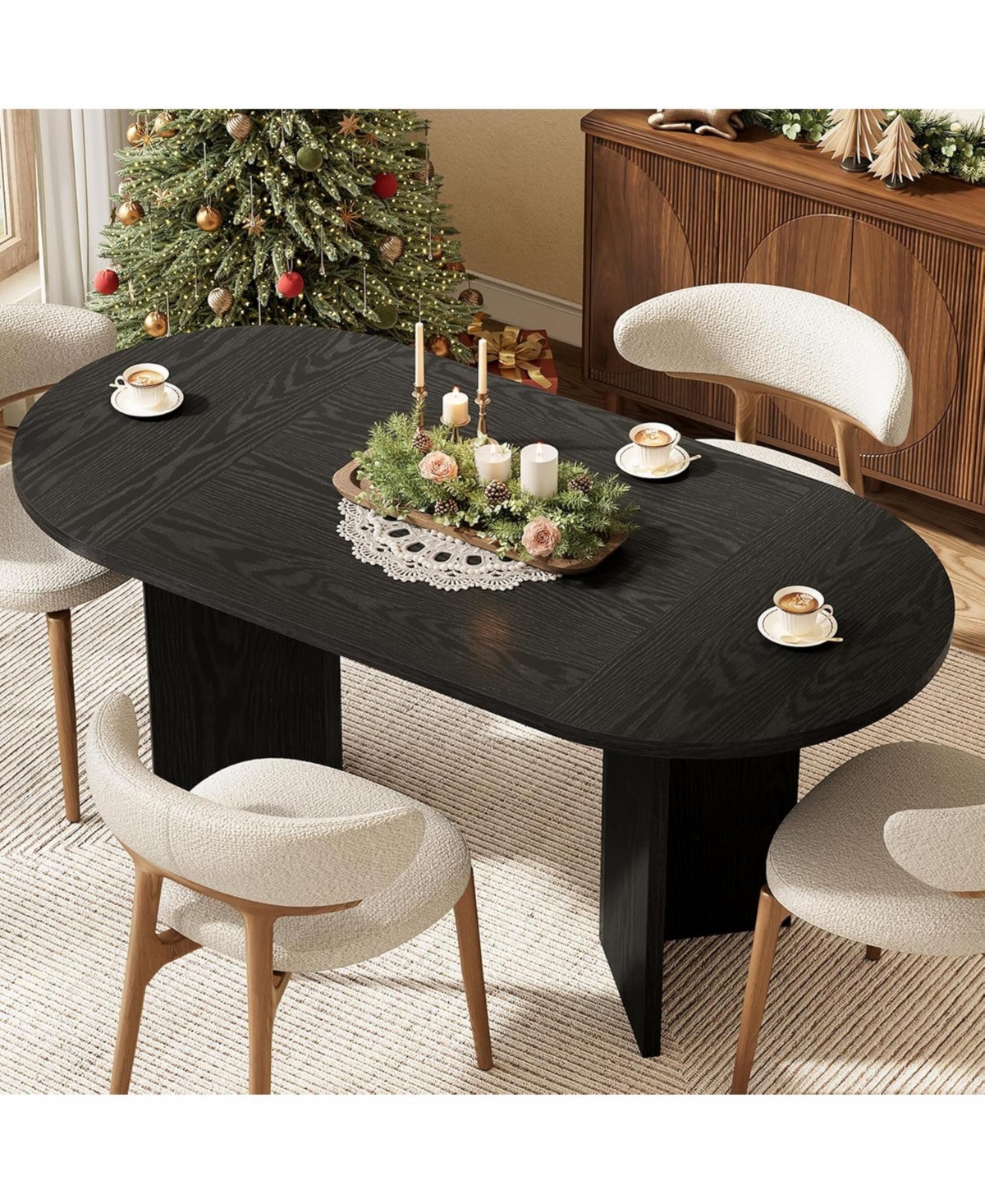 Click here for Tribesigns 63 Oval Farmhouse Dining Table for 4-6... prices