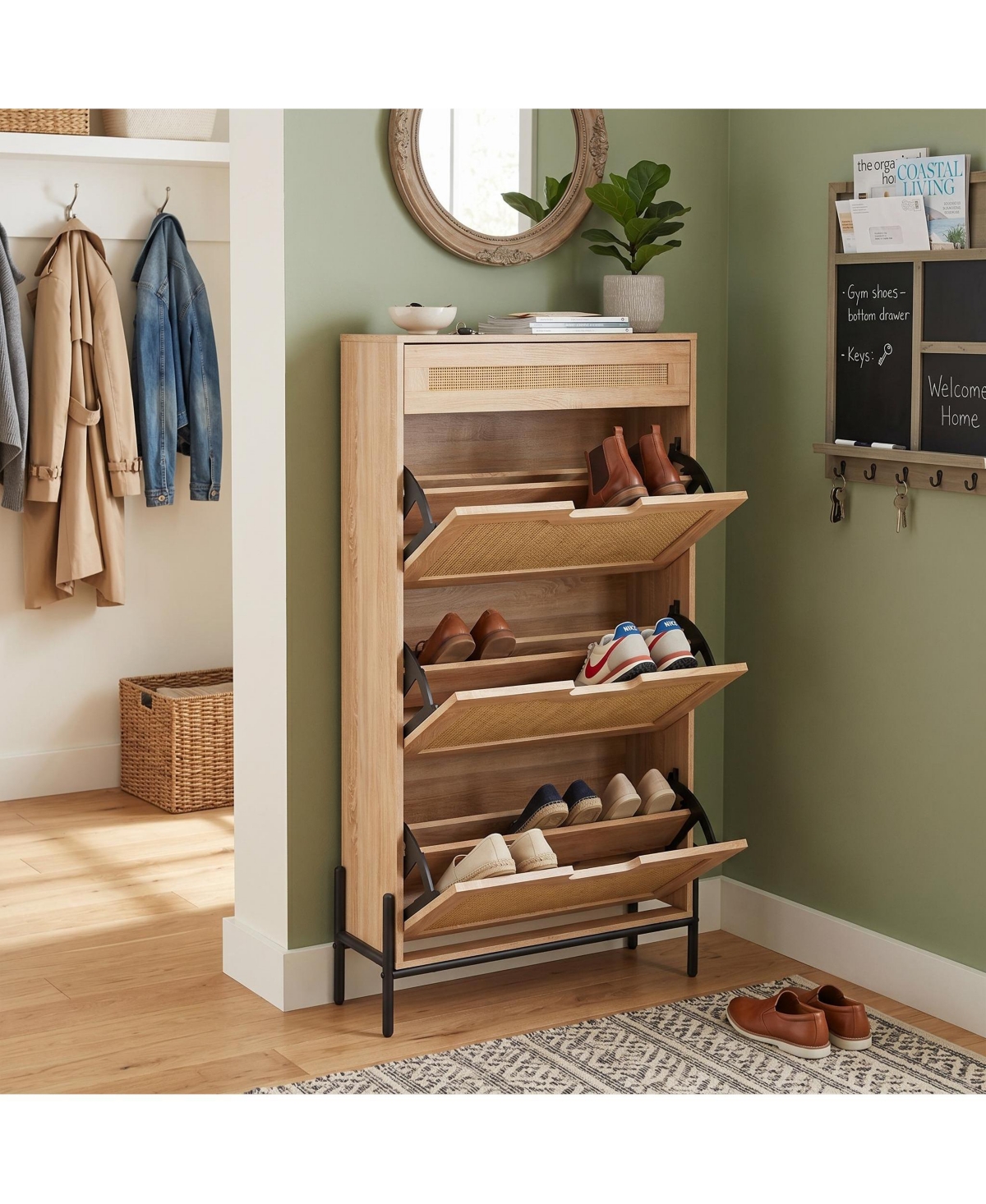 Click here for Homfan Shoe Storage with 3 Flip Doors  Rattan Shoe... prices