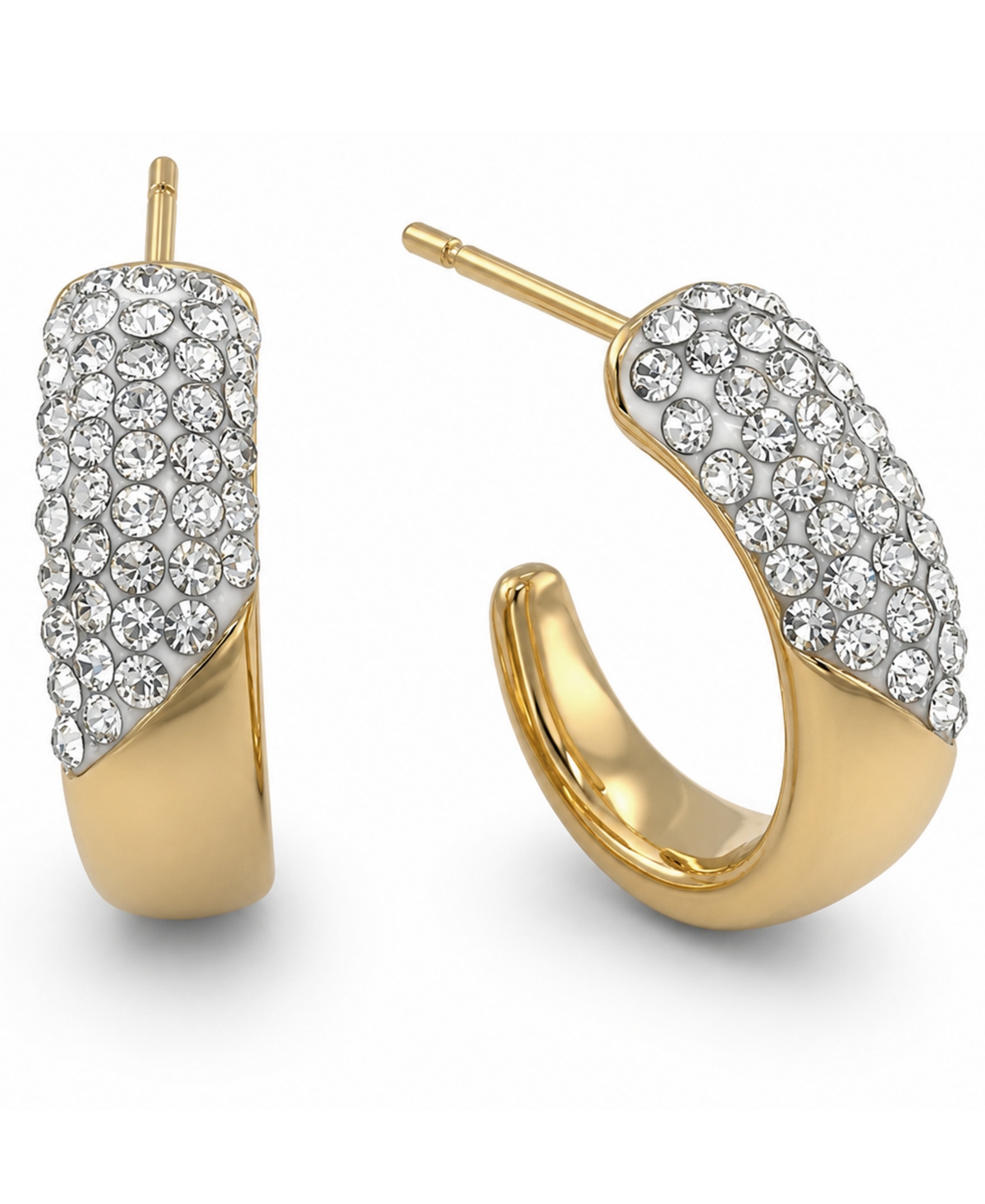 Click here for Essentials Clear Crystal Pave J Hoop Earring  Gold... prices
