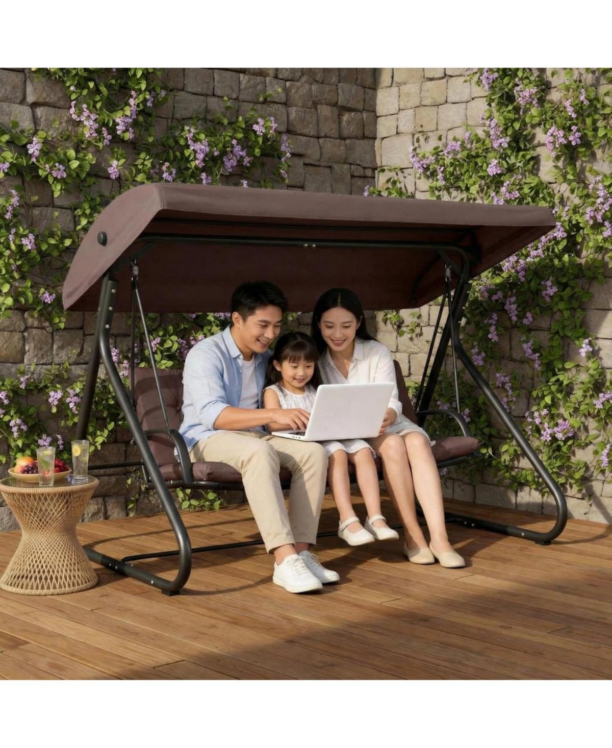Click here for gaomon 3-Seat Outdoor Convertible Swing Glider wit... prices