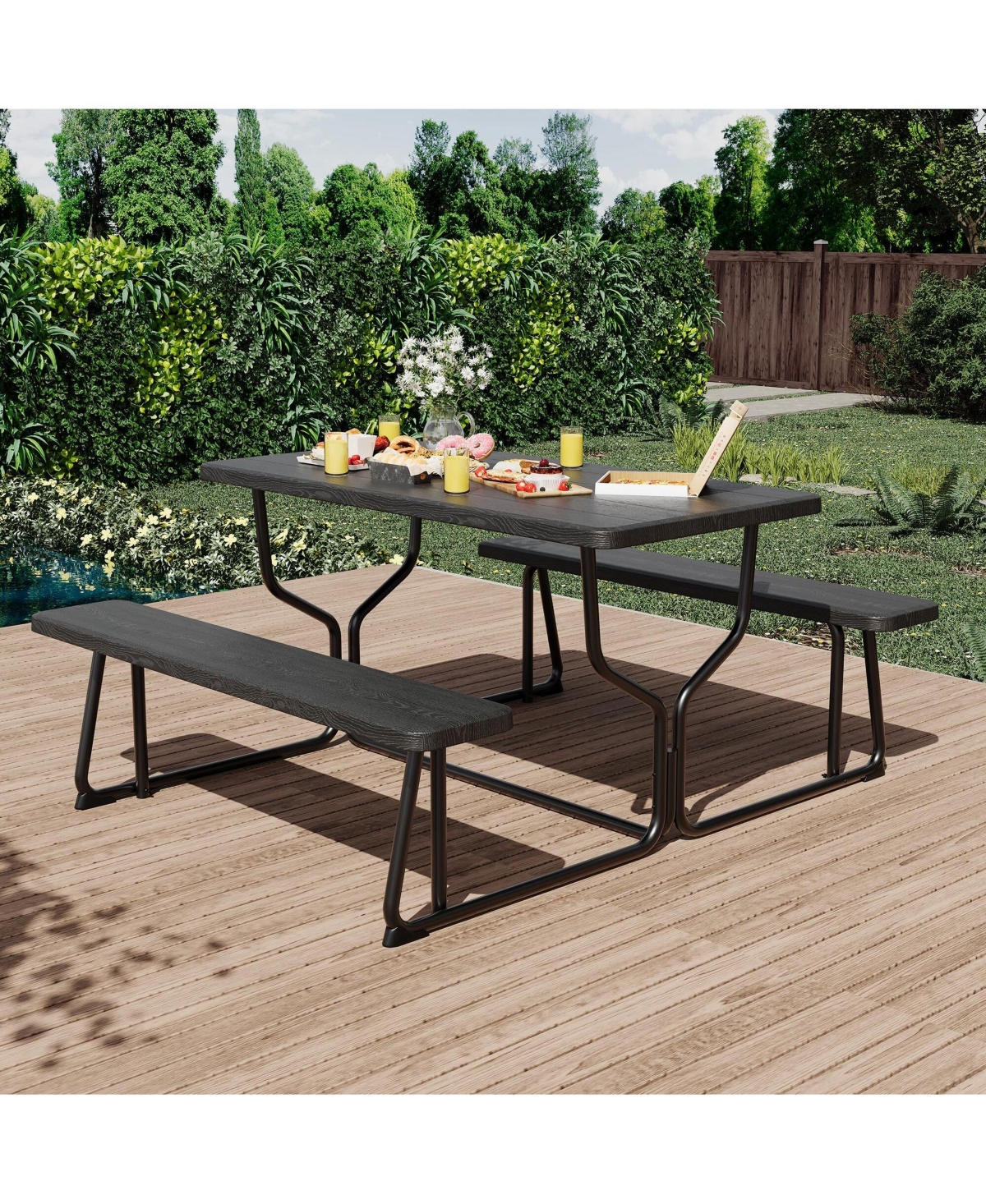 Click here for gaomon Outdoor Picnic Table and Bench Set  All Wea... prices