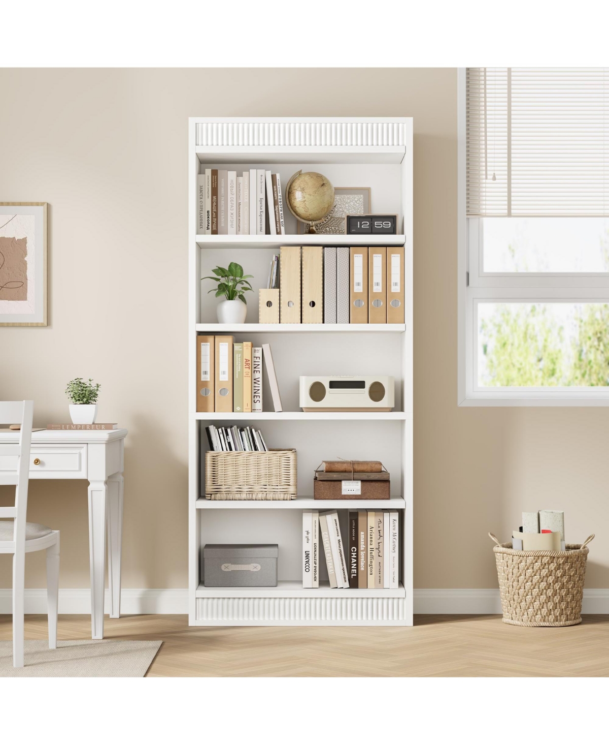 Click here for homfan 71-Inch 5-Tier Farmhouse Bookcase with Doub... prices