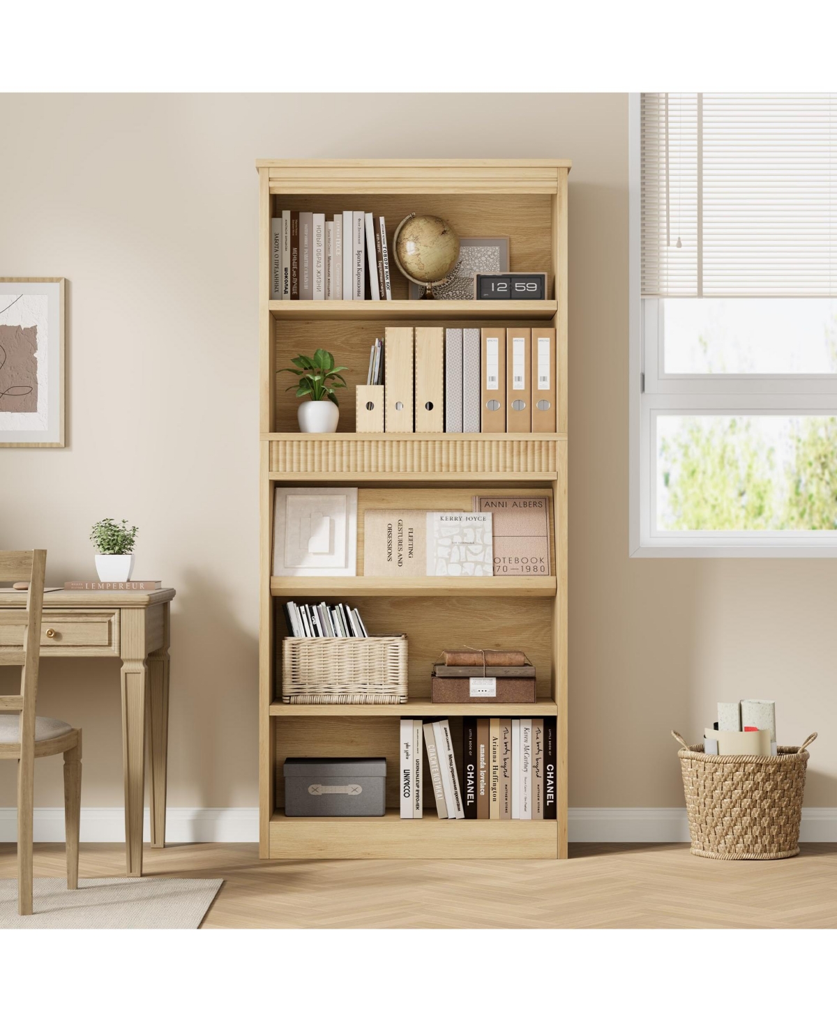 Click here for homfan 71-Inch 5-Tier Farmhouse Bookcase with Doub... prices