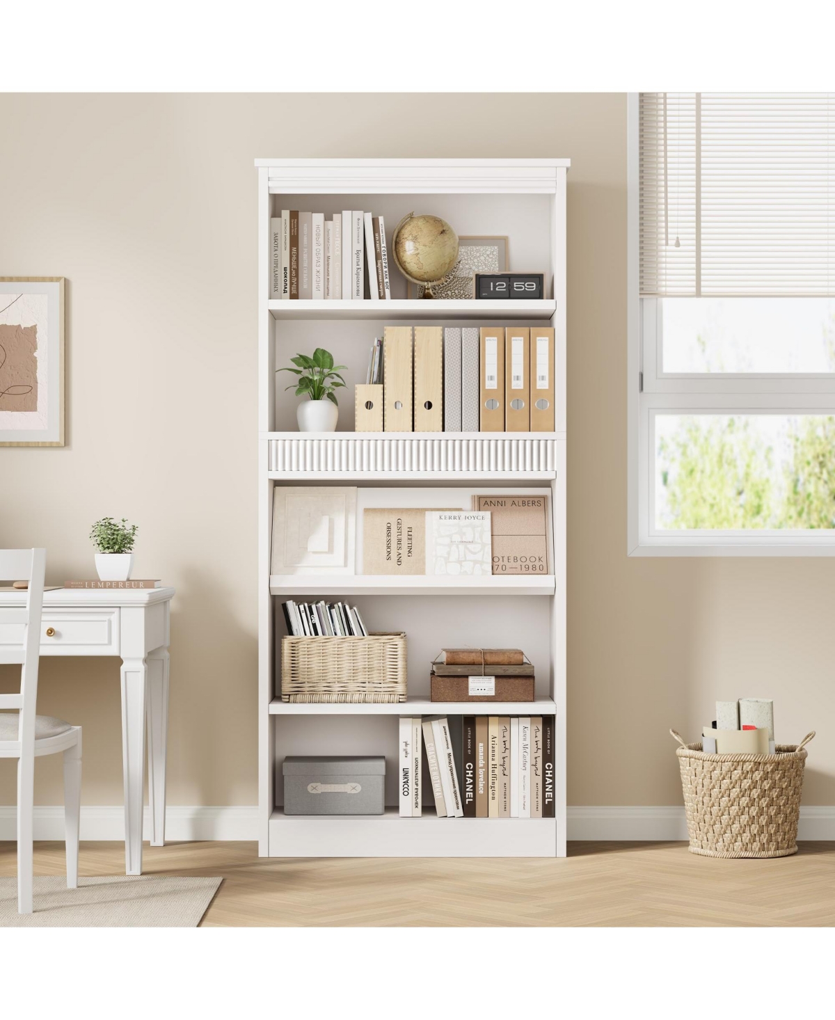 Click here for homfan 71-Inch 5-Tier Farmhouse Bookcase with Doub... prices