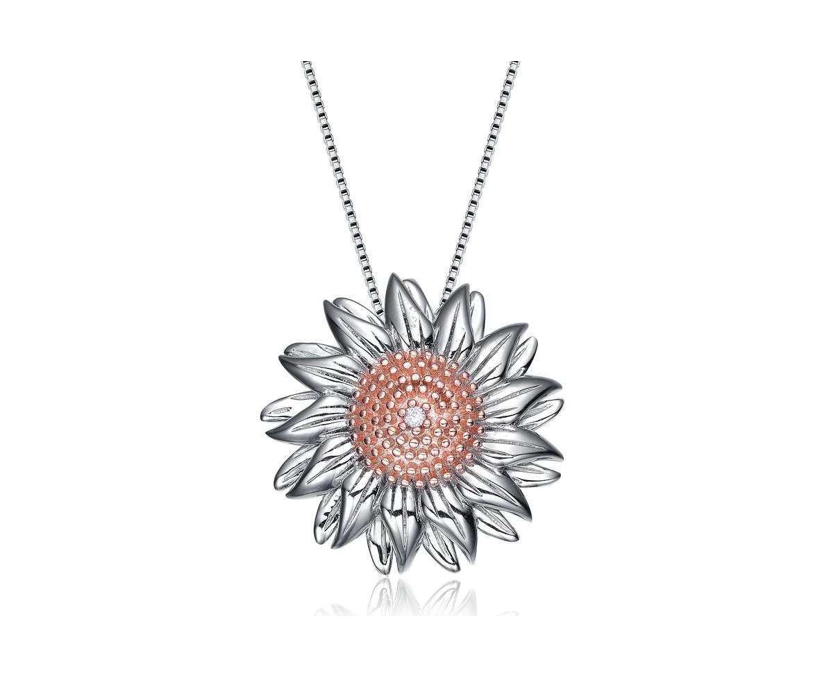 Click here for Genevive Unique Sterling Silver Two-Tone Sunflower... prices