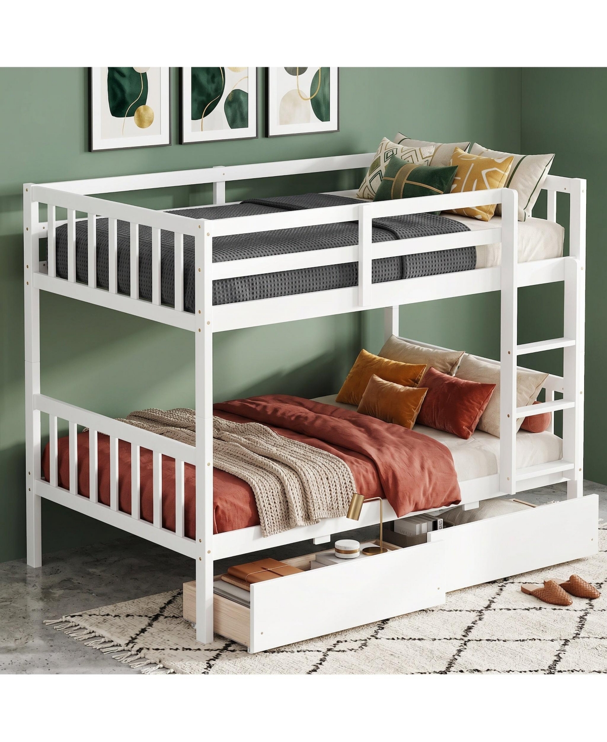 Click here for Sailvan Rubber Wood Bunk Bed with 2 Drawers  Conve... prices