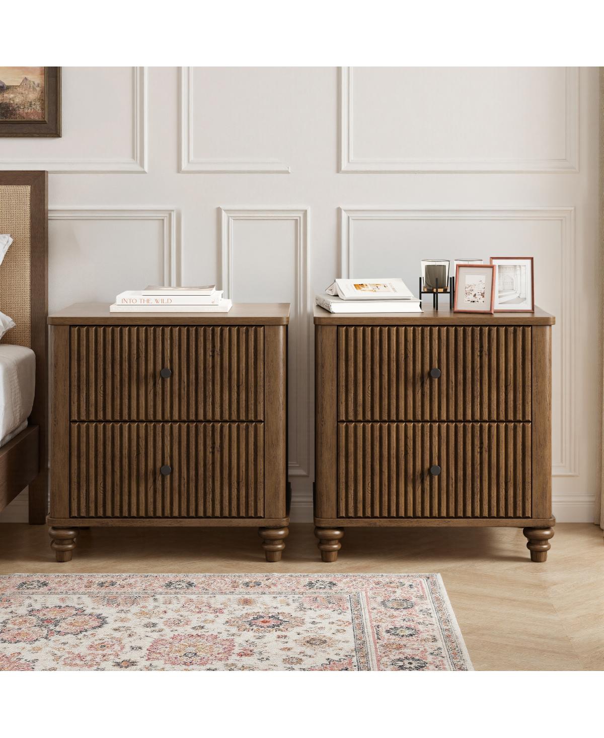 Click here for Streamdale Furniture Fluted 3-Drawer Nightstand Se... prices