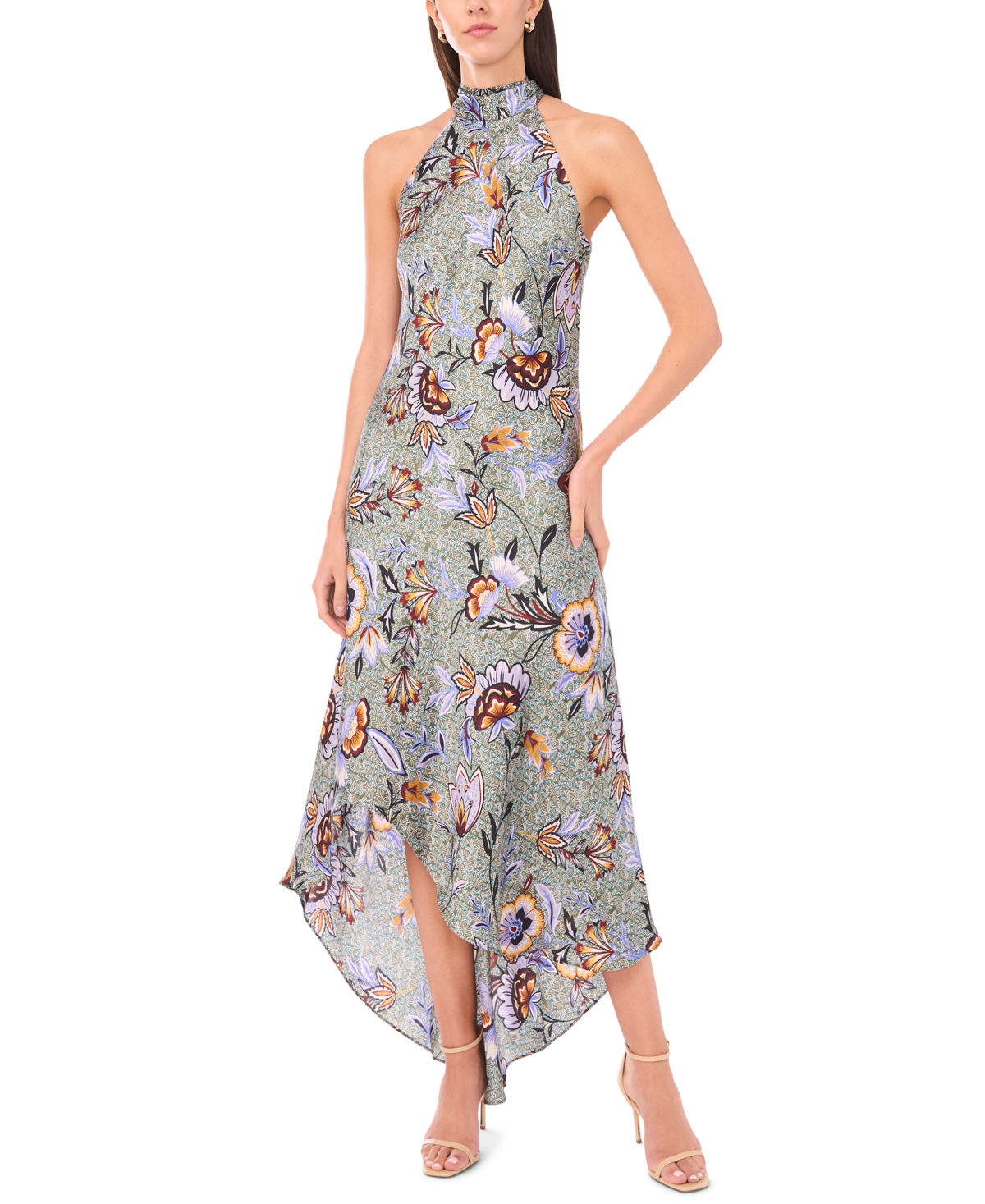 Click here for CeCe Womens Draped Satin Tie-Back Halter Midi Dres... prices