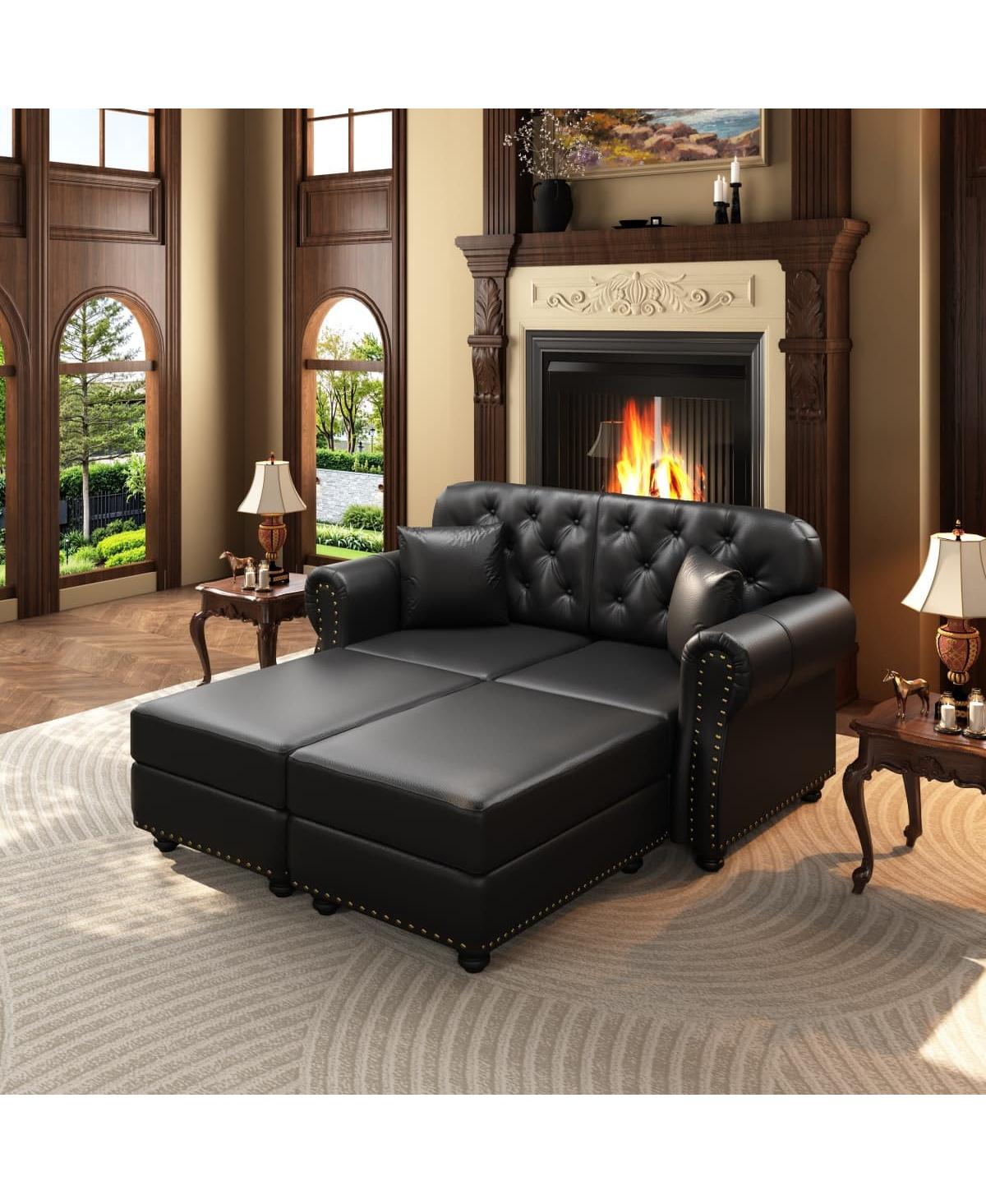 Click here for Maison Boucle 63 Faux Leather Loveseat Set with 2... prices