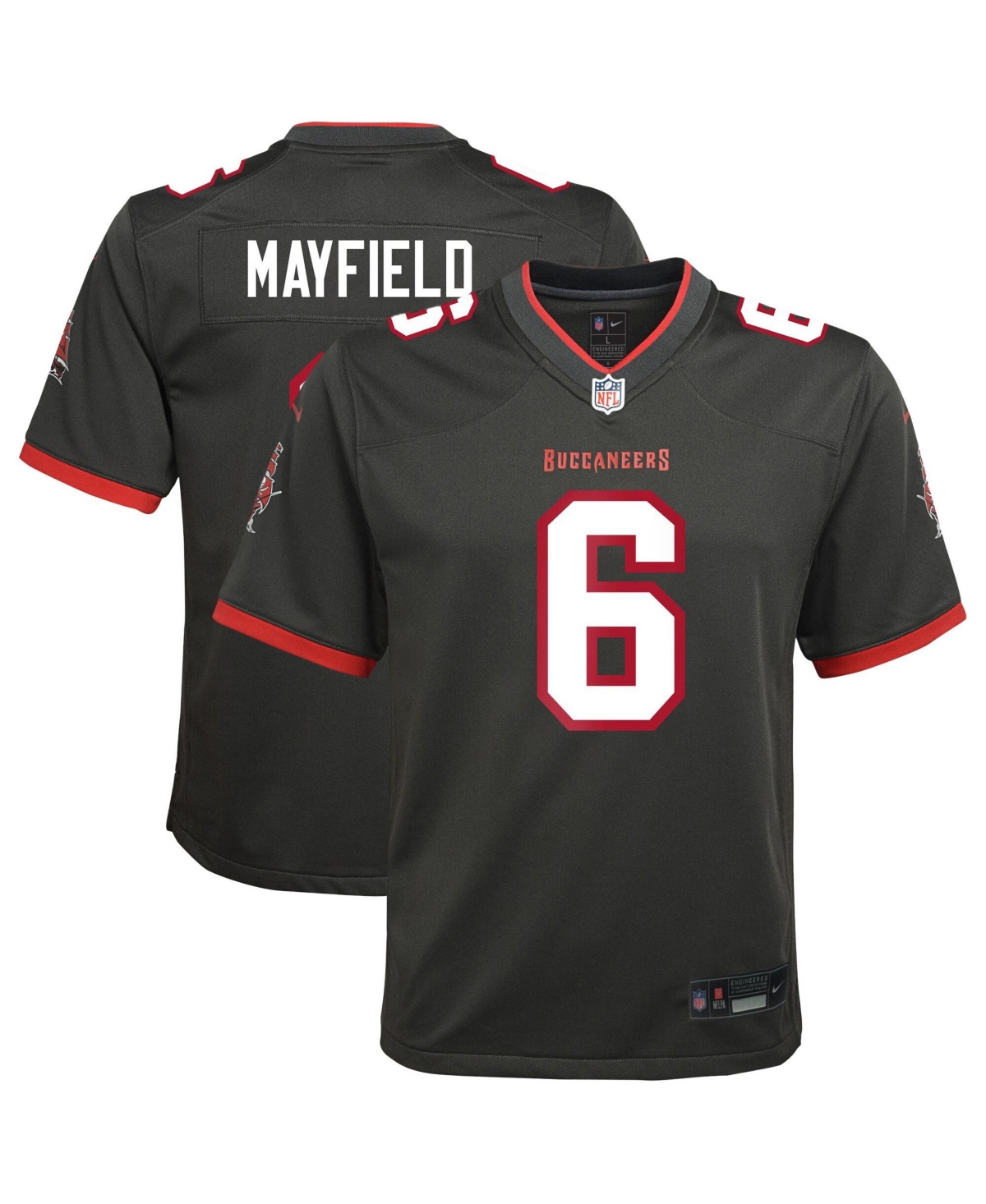 Click here for Nike Big Boys and Girls Baker Mayfield Pewter Tamp... prices