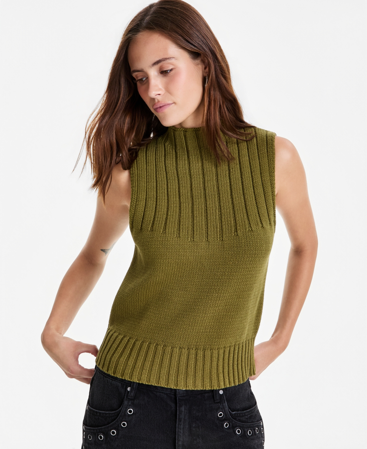 Click here for And Now This Womens Rib-Knit Mock-Neck Shell  Macy... prices