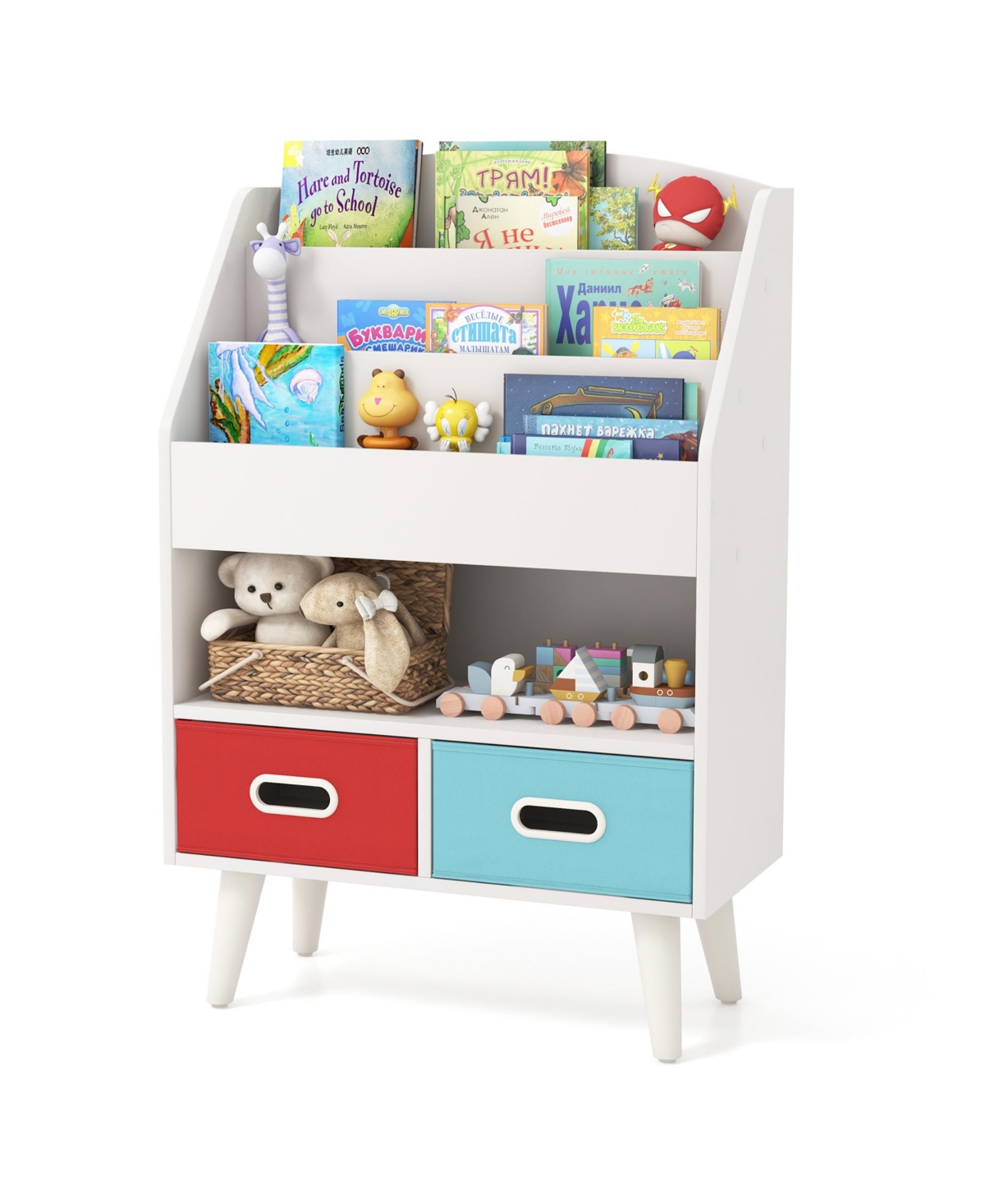Click here for Gymax Kids Bookshelf with 3-Tier Bookshelves Open... prices