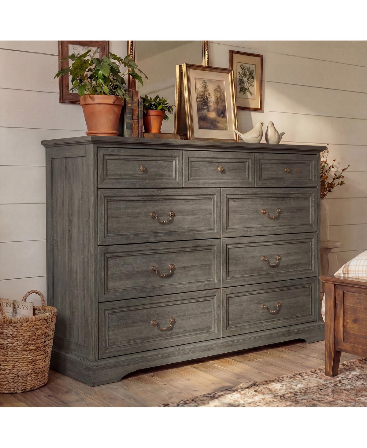Click here for Homsee 9-Drawer Tall Dresser with Angled Stripes -... prices
