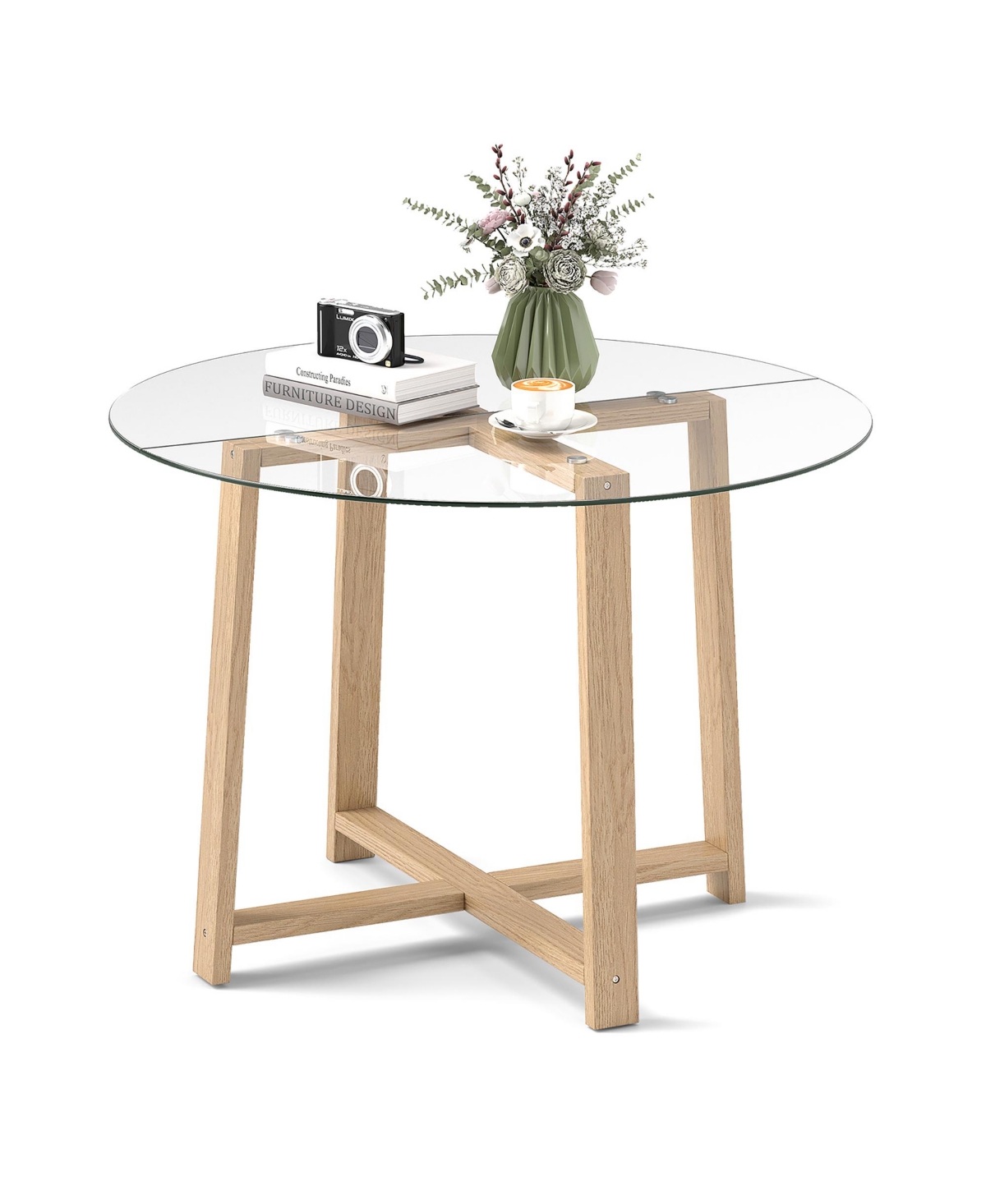 Click here for Gymax 42 Inch Round Glass Dining Table with 0.3 In... prices