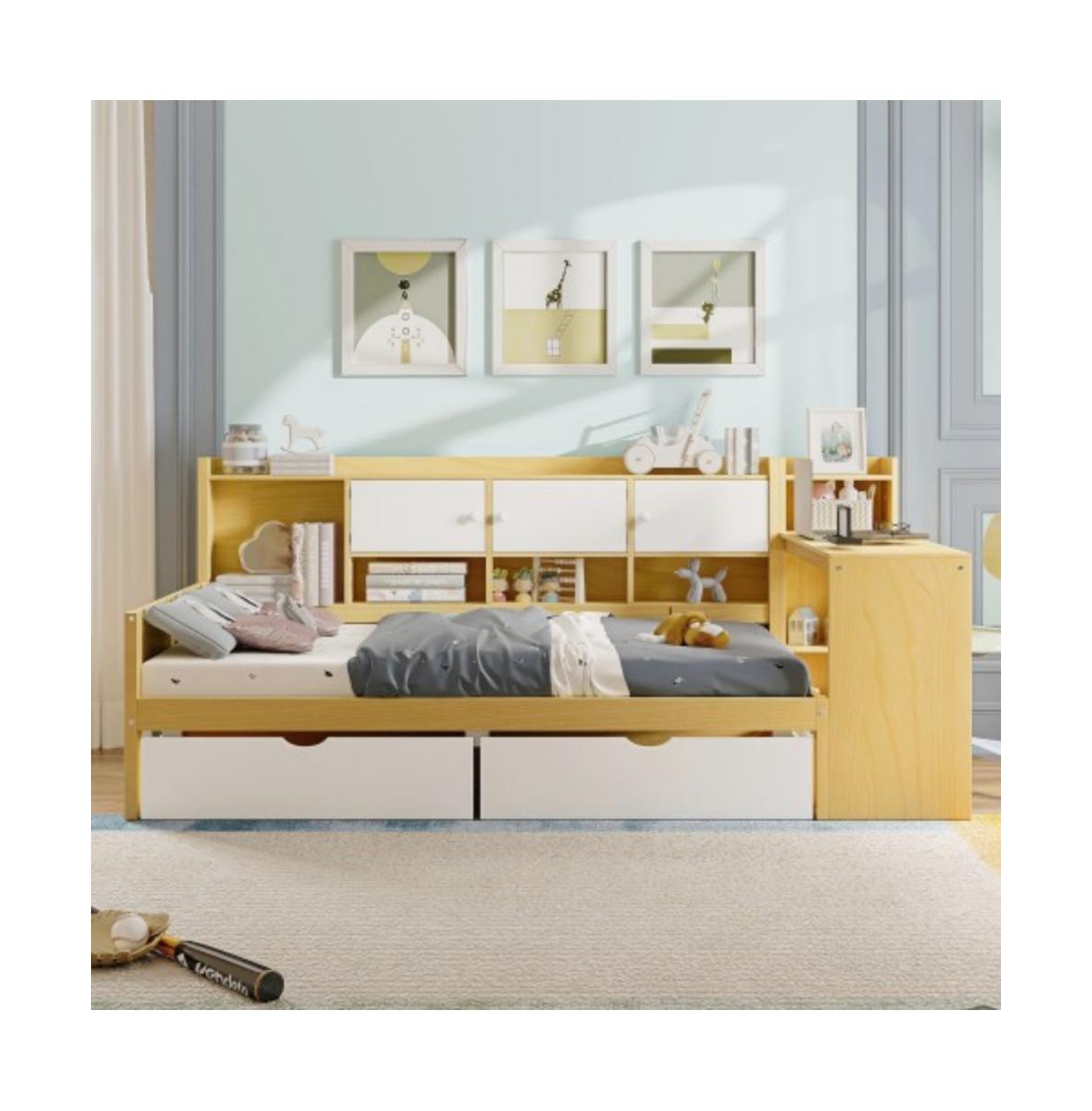 Click here for Lucky One Twin Size Wooden L-Shape Daybed with 7 S... prices