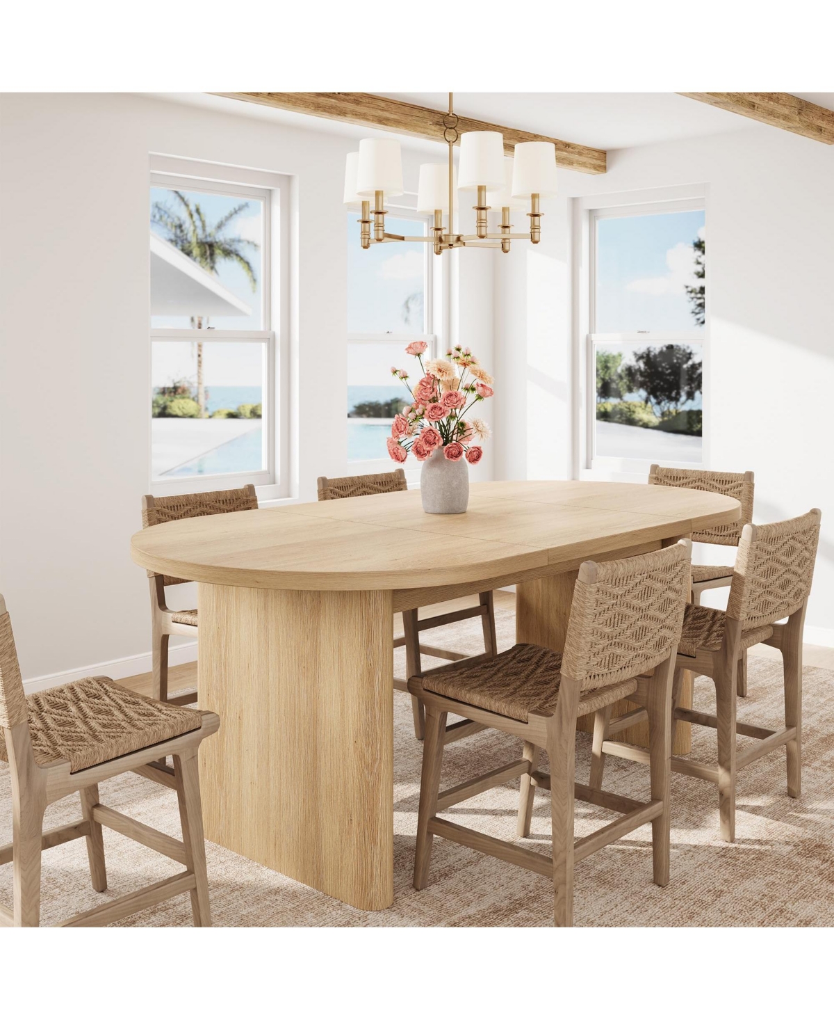 Click here for homfan Oval Farmhouse Dining Table  Seats 6 to 8... prices