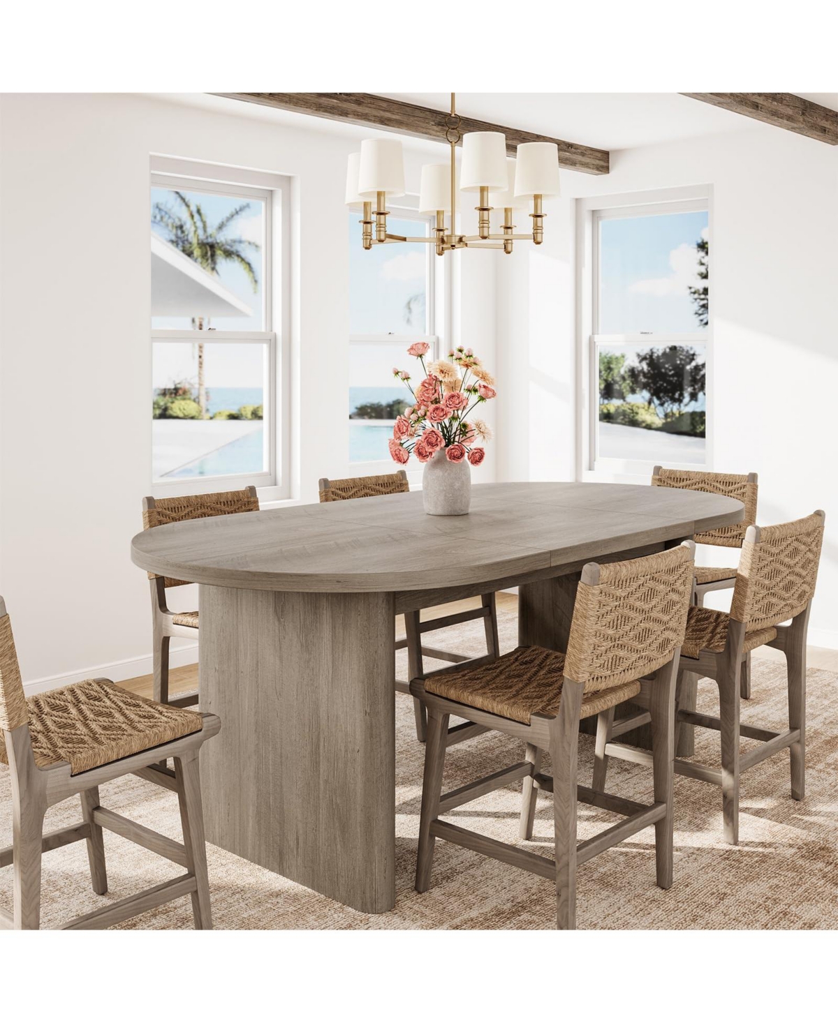 Click here for homfan Oval Farmhouse Dining Table  Seats 6 to 8... prices