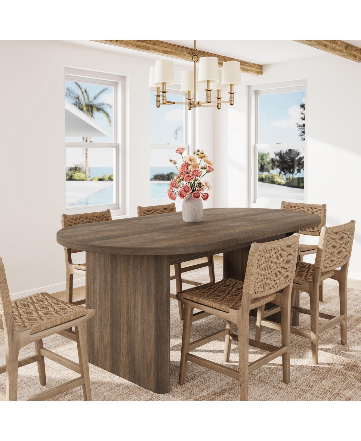 Click here for homfan Oval Farmhouse Dining Table  Seats 6 to 8... prices
