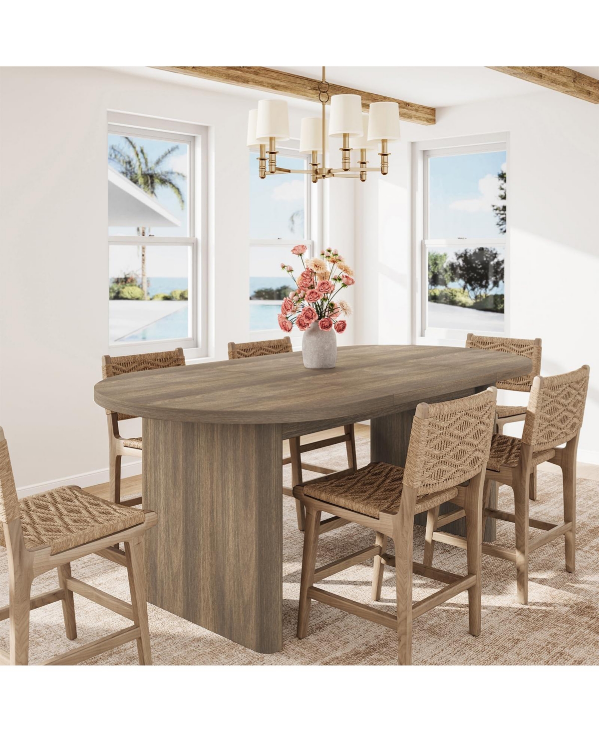 Click here for homfan Oval Farmhouse Dining Table  Seats 6 to 8... prices