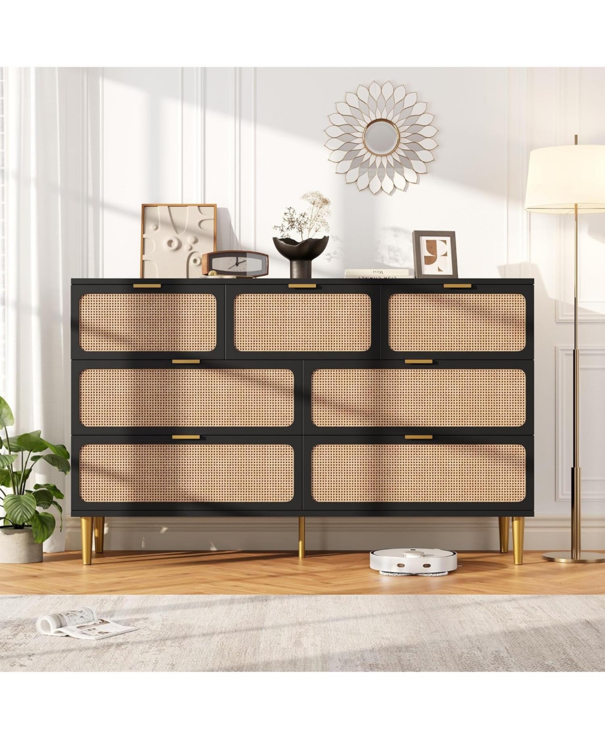 Click here for gaomon Modern Rattan 7-Drawer Tall Dresser  Deep S... prices