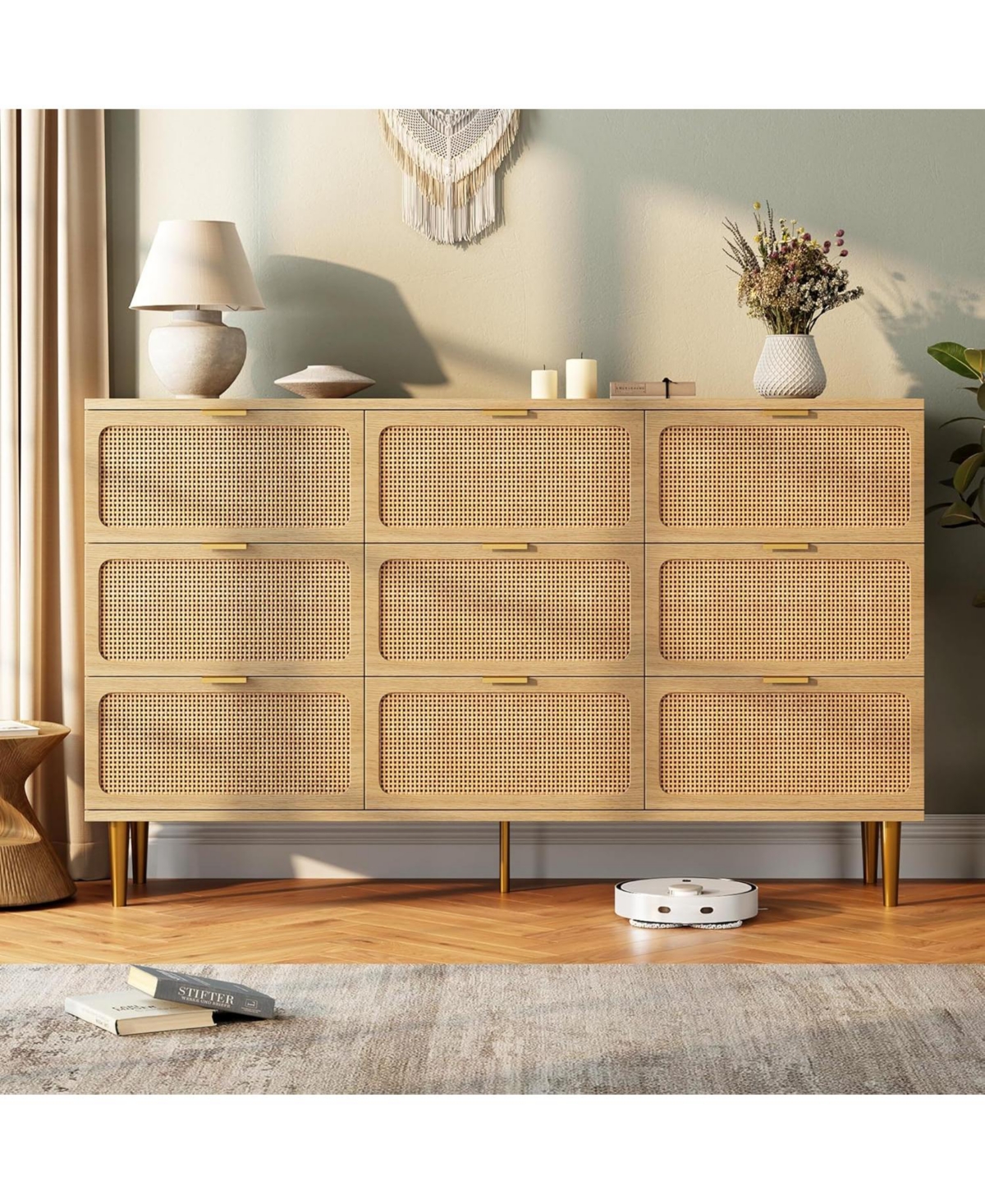 Click here for gaomon 9 Drawer Rattan Dresser for Bedroom - natur... prices