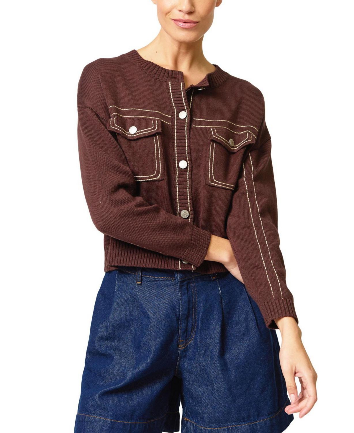 Click here for Central Park West Womens Dean Topstitch Sweater -... prices