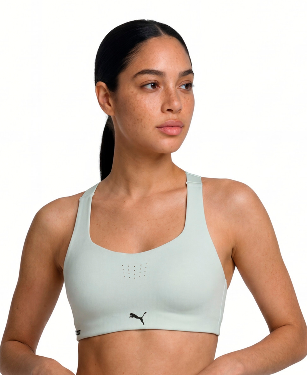Click here for Puma Womens Scoop Neck Sports Bra - Crme De Mint prices