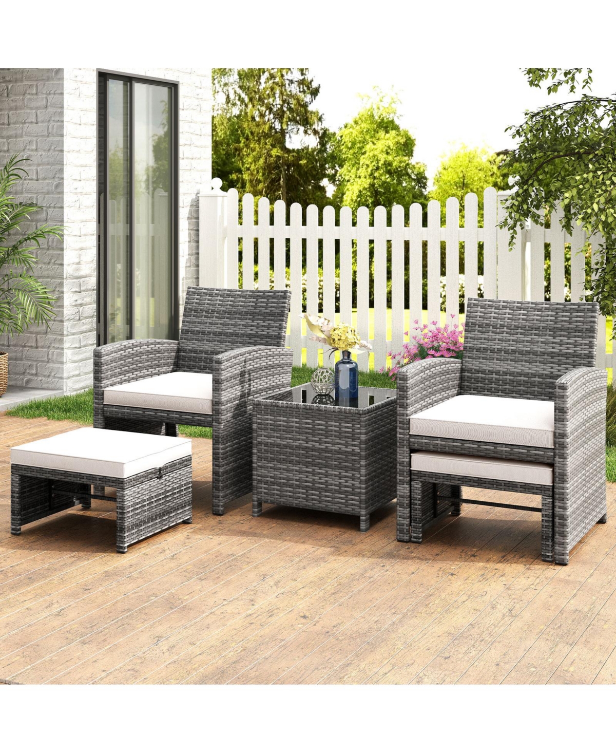 Click here for Costway 5 Pieces Patio Furniture Set Pe Wicker Out... prices