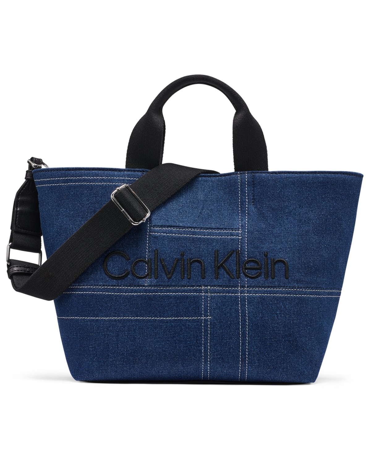 Click here for Calvin Klein Averil Denim Zip-Top Large Crossbody... prices