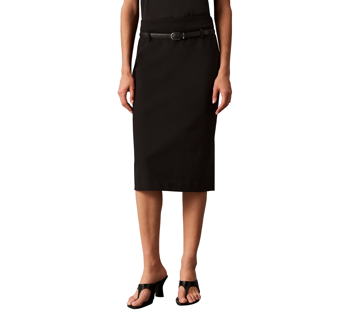 Click here for Calvin Klein Petite Belted Pencil Skirt - Black prices