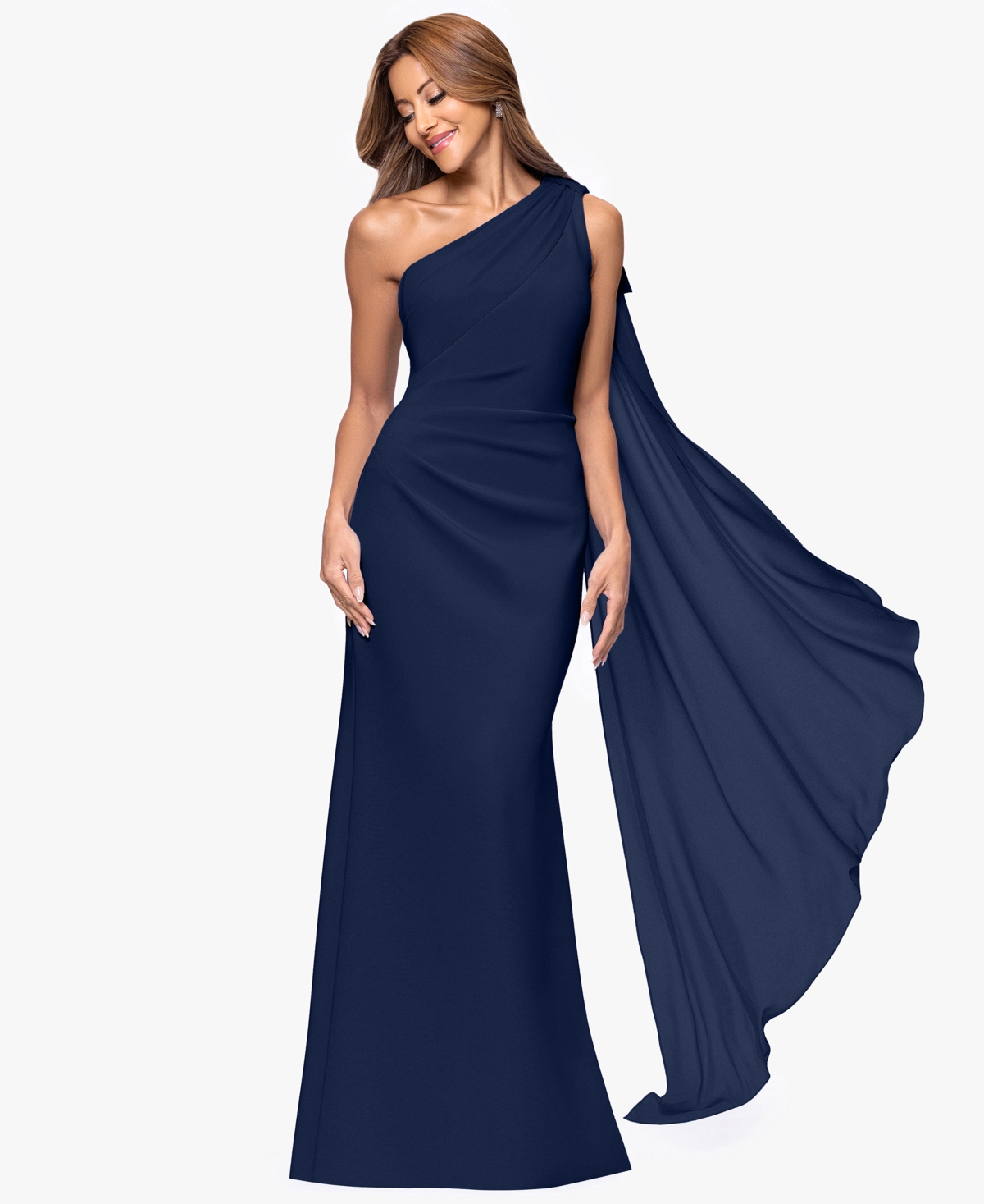 Click here for Xscape Womens One-Shoulder Maxi Dress - Midnight prices