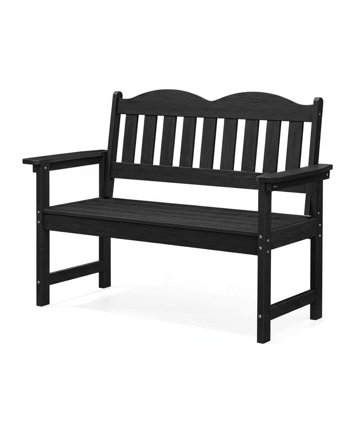 Click here for gaomon 2-Person Outdoor Wooden Bench  Black Slatte... prices