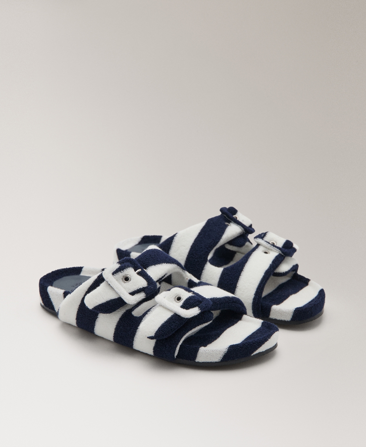 Click here for Mango Womens Striped Terry Slippers - Dark Navy prices