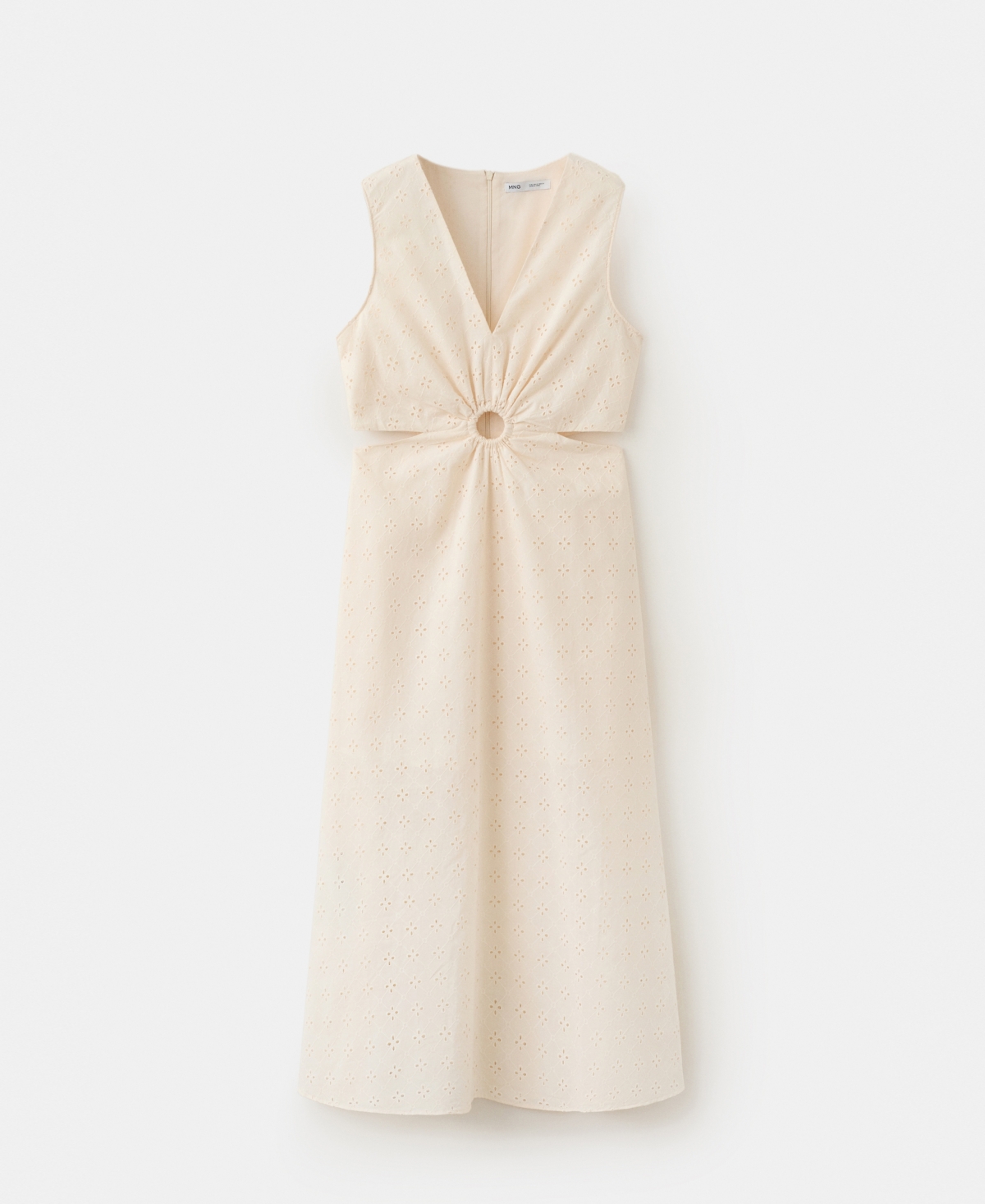 Click here for Mango Womens Cutouts Openwork Cotton Dress - Ecru prices