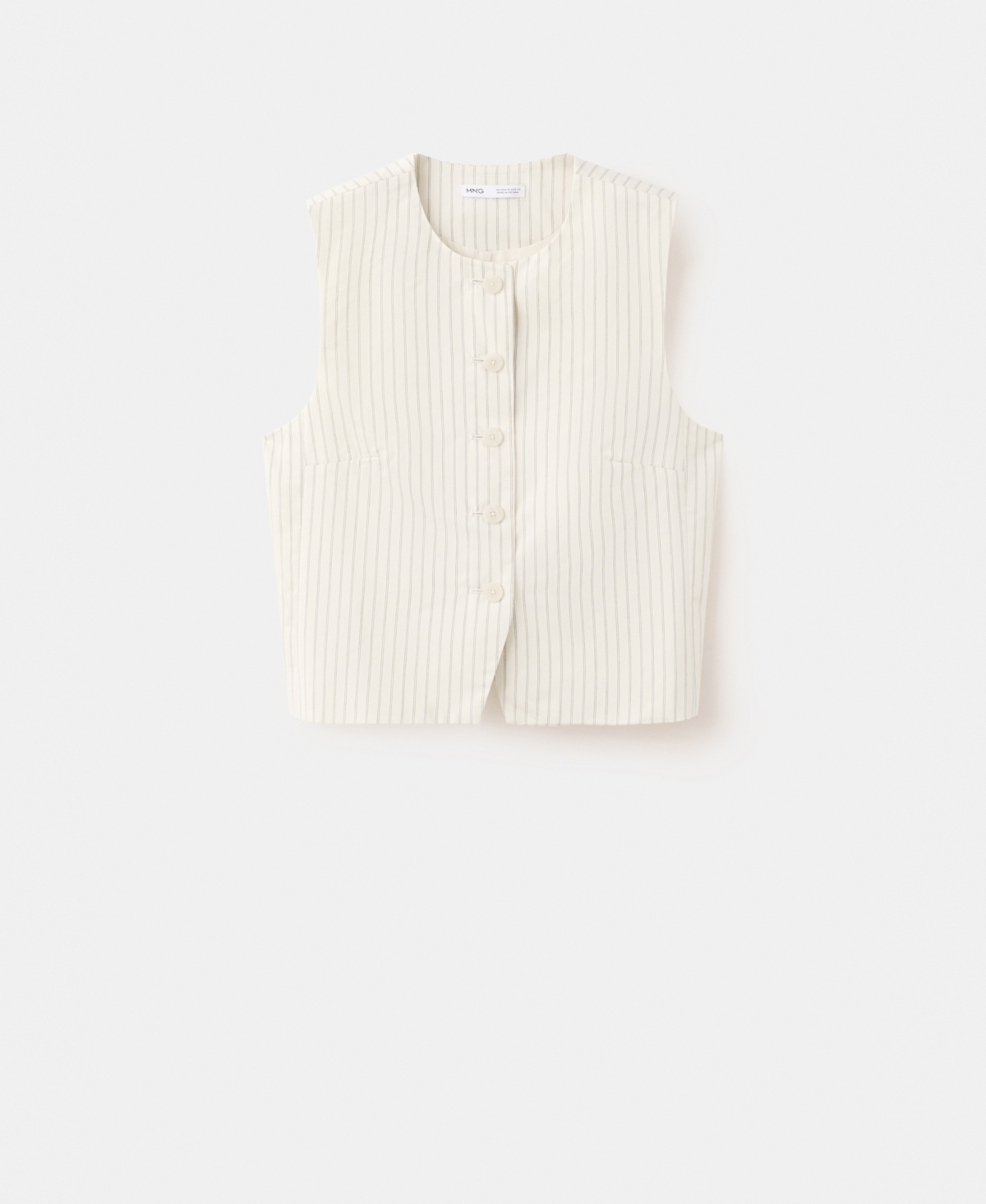 Click here for Mango Womens Pinstripe Open-Back Vest - Vanilla prices