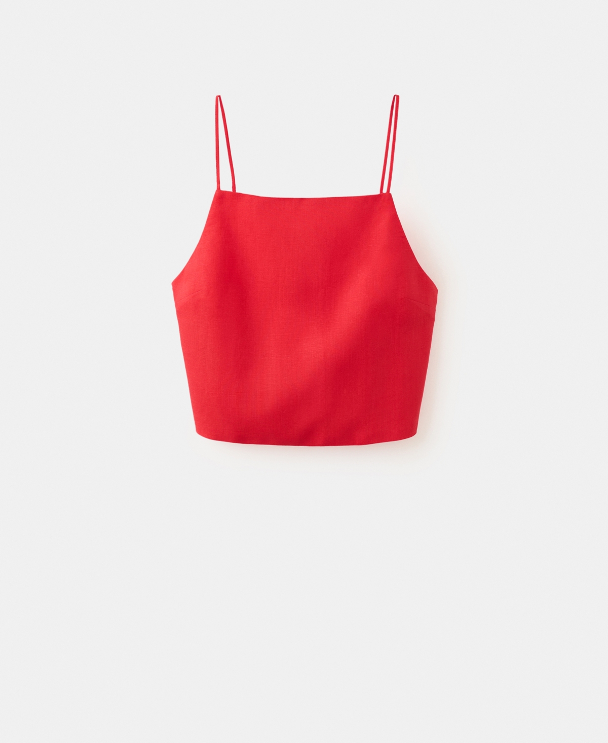 Click here for Mango Womens Linen Crop Top - Red prices