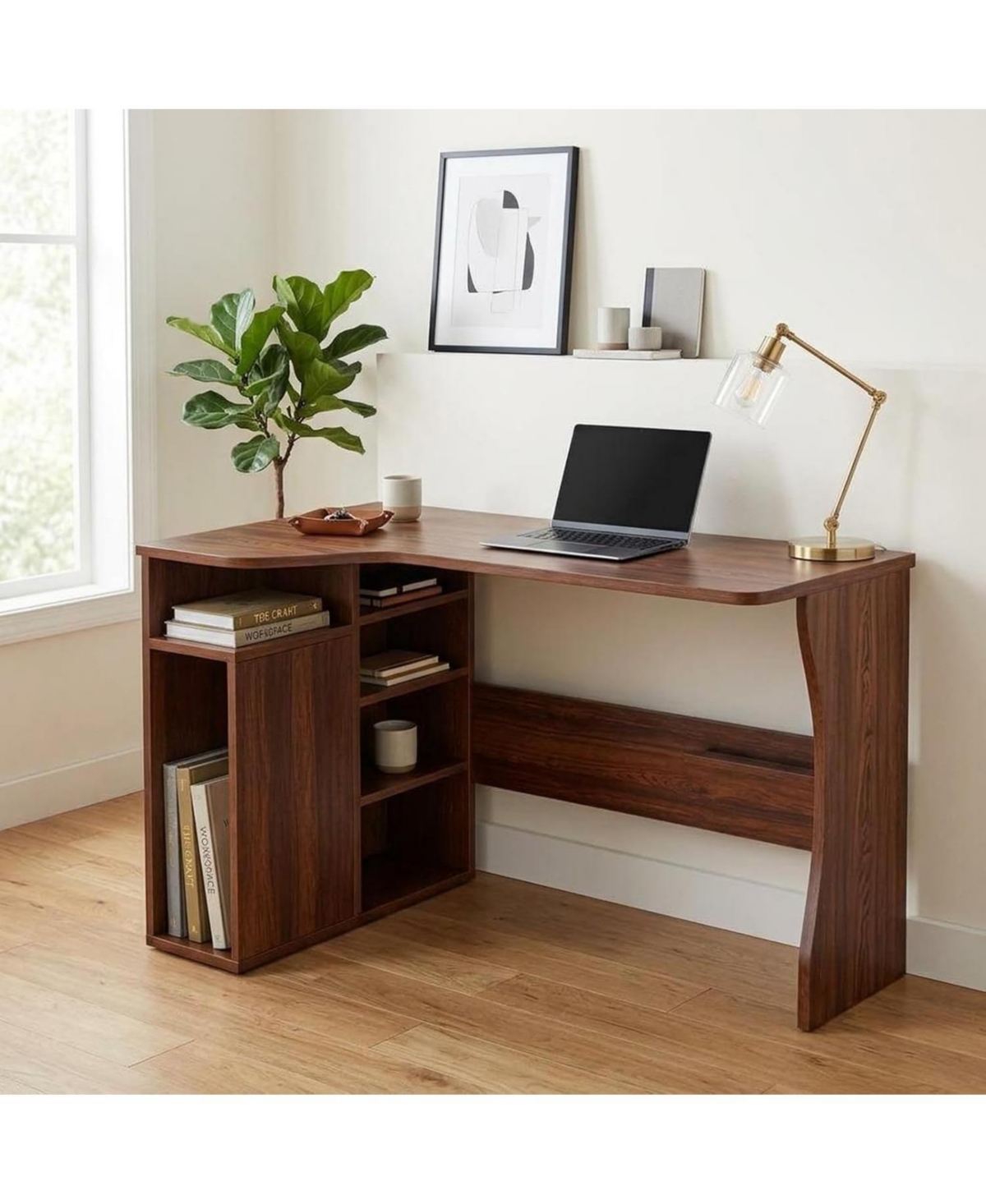 Click here for homfan L Shaped Desk with Storage Shelves  Small C... prices