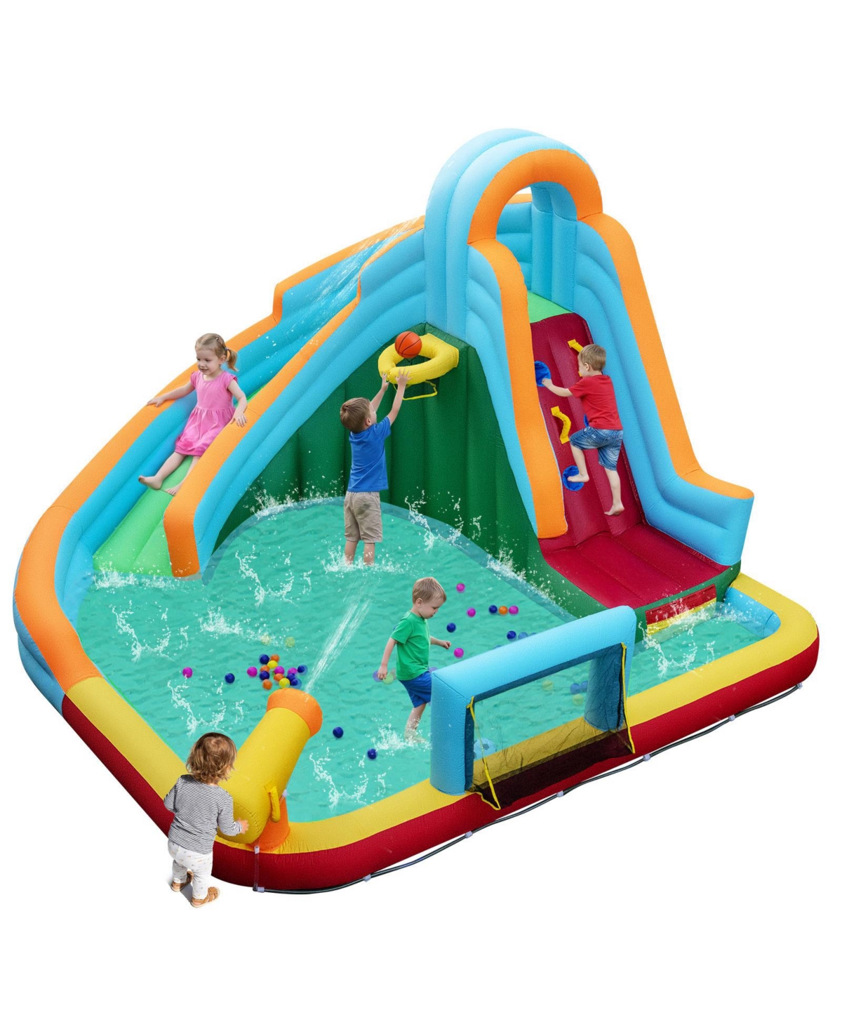 Click here for Gymax Inflatable Water Slide Park 6-in-1 Giant Bou... prices