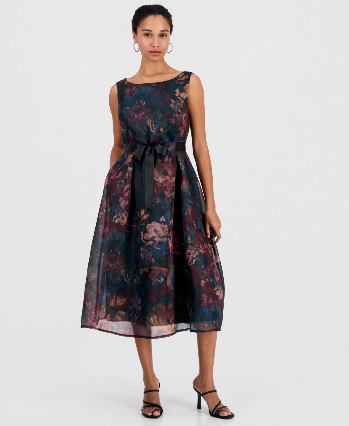 Click here for Connected Womens Organza Sleeveless Round-Neck Dre... prices