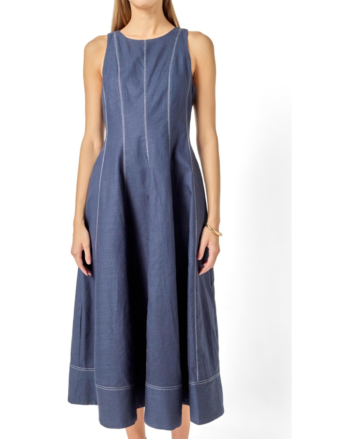 Click here for English Factory Womens Linen Stitch Detail Midi Dr... prices