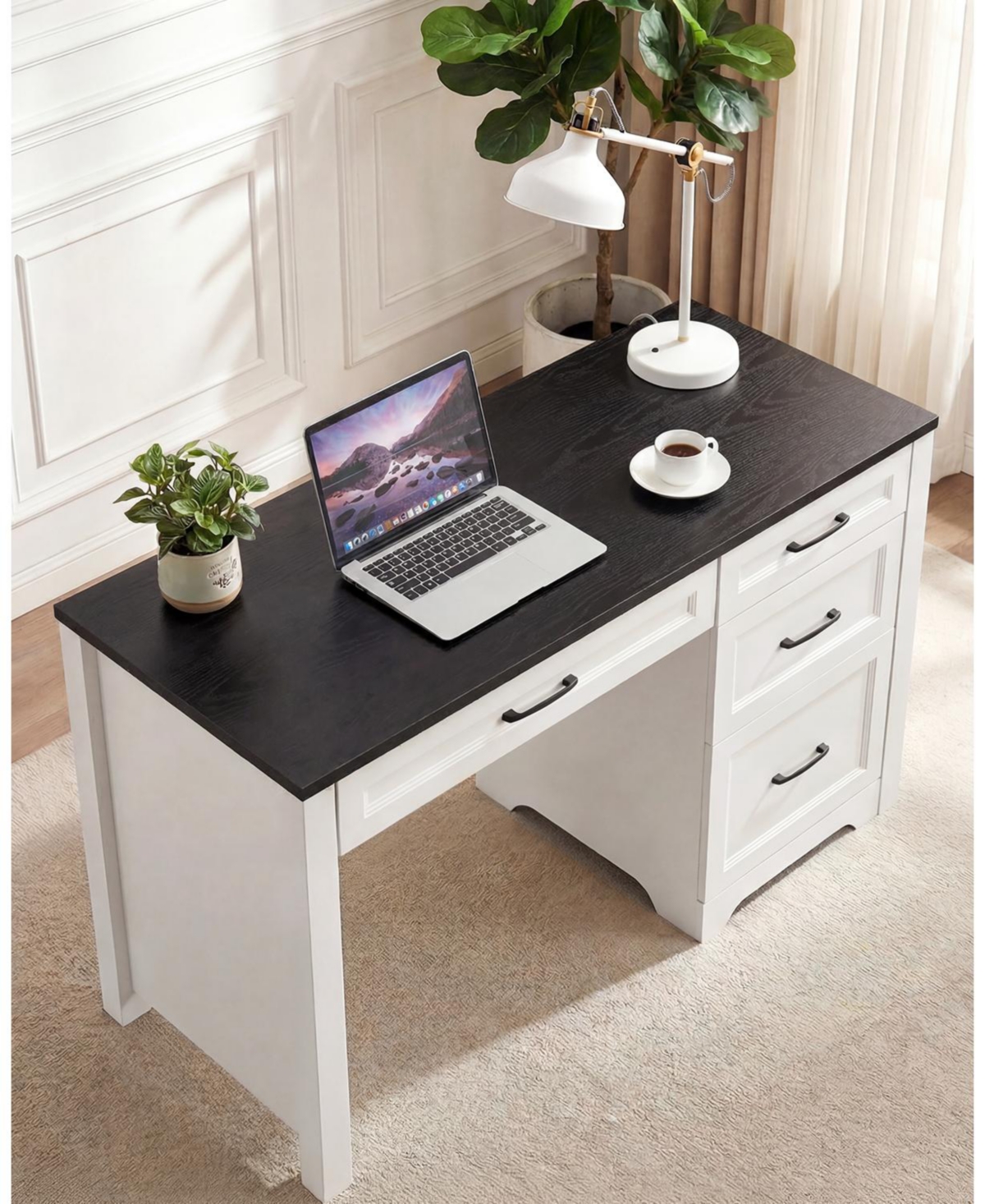 Click here for homfan Farmhouse Executive Desk with File Cabinet... prices