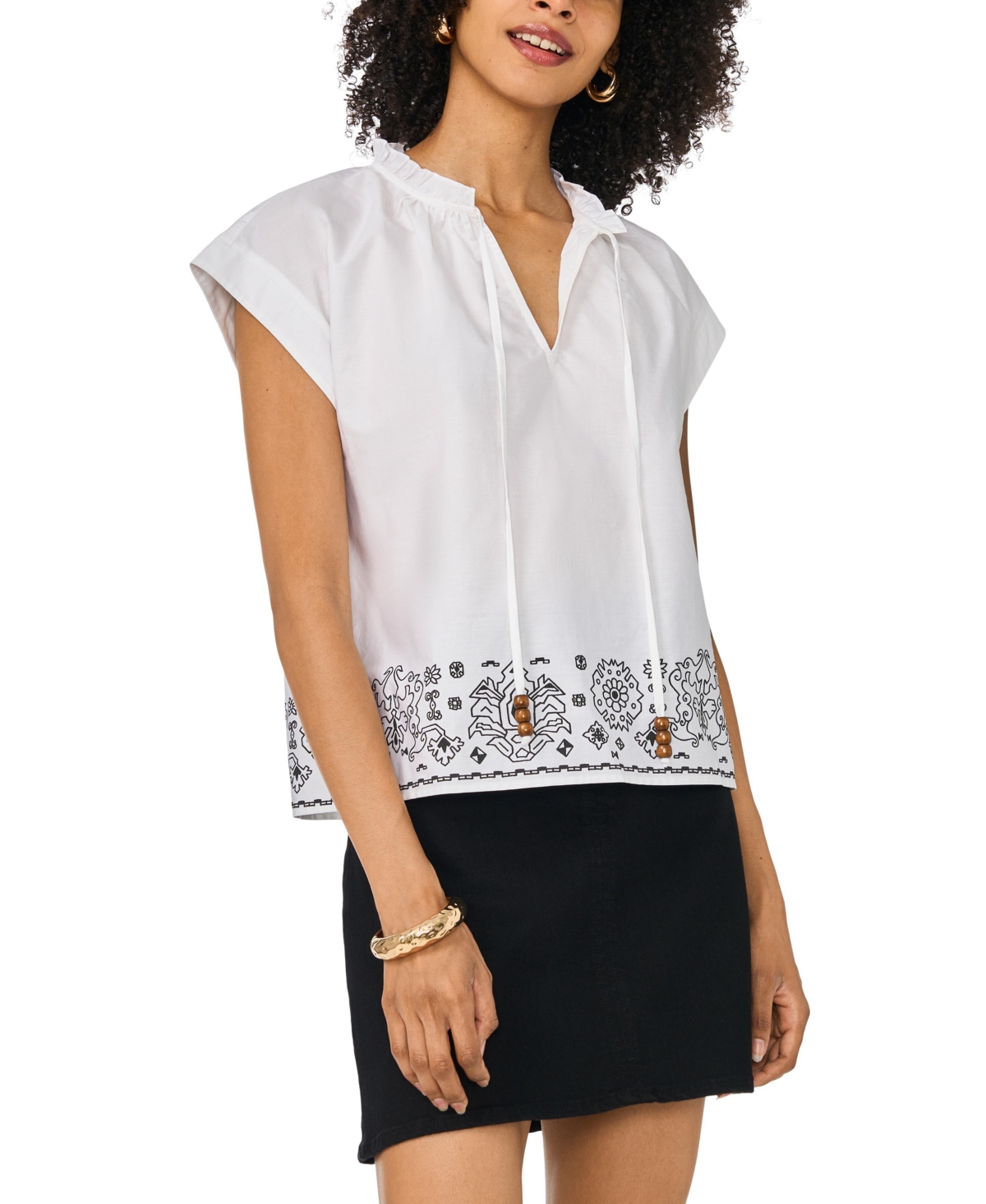 Click here for Vince Camuto Womens Rolled-Up Short-Sleeve Top - W... prices