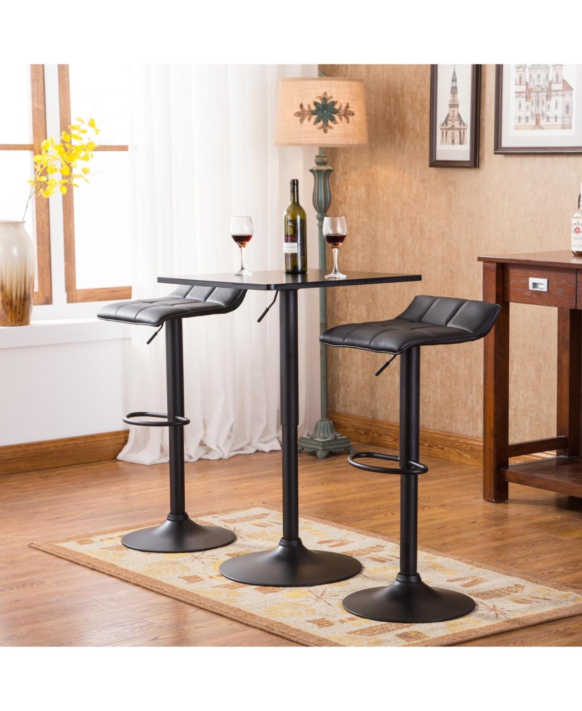 Click here for Flynama Square Adjustable Bar Table Set with 2 Swi... prices